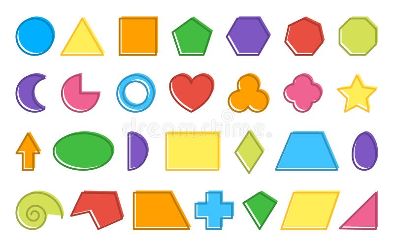 Basic Geometric Shape School Math Figure Study Set Stock Vector ...