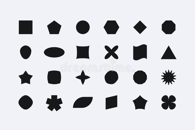 Basic Geometric Shape Set. Abstract Elements Brutalism Style, Modern ...