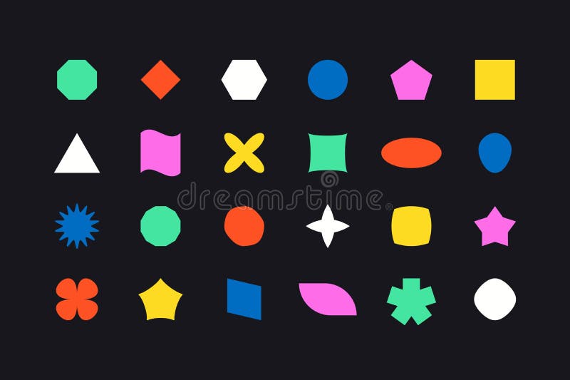 Basic Geometric Shape Set. Abstract Elements Brutalism Style, Modern ...
