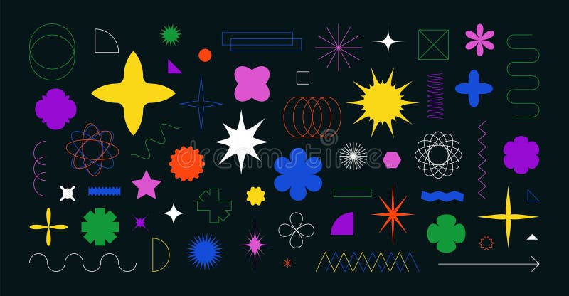 Basic Geometric Shape Set. Abstract Elements Brutalist Style, Brutalism ...