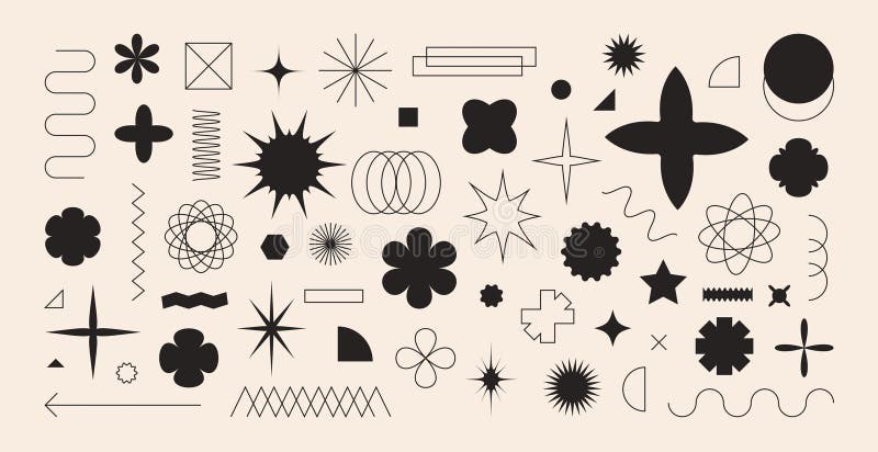 Basic Geometric Shapes. Abstract Elements Set Brutalist Style ...