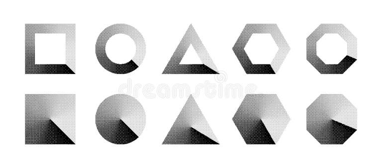 Basic Geometric Shapes with Bitmap Dither Clockwise Gradient Vector Collection Stock Vector ...