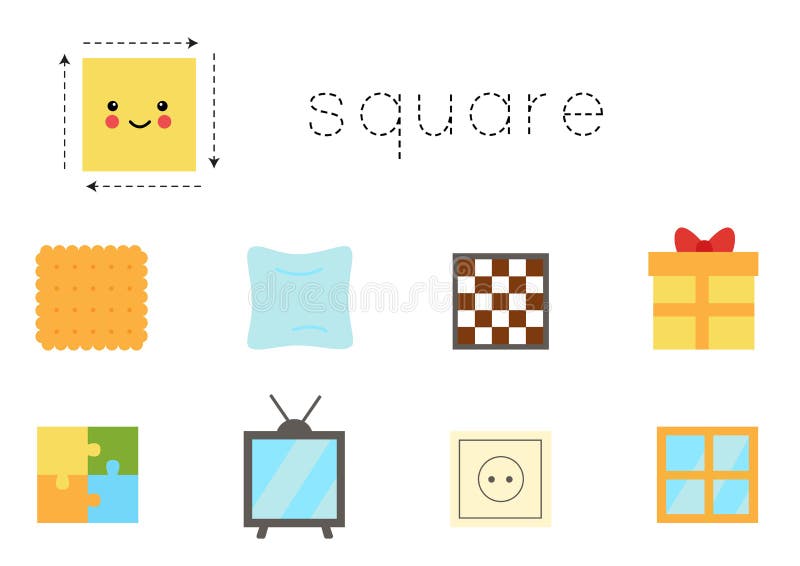 Learning Basic Geometric Form for Children. Cute Square. Stock Vector ...