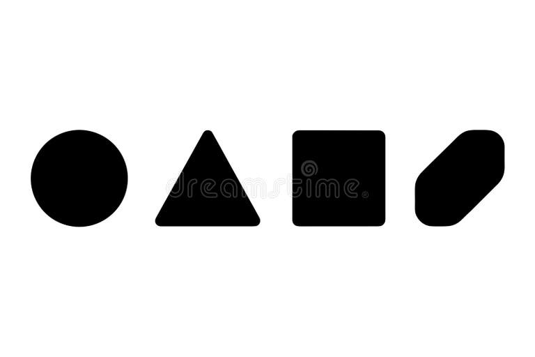 Basic Geometric Shapes Circle Triangle Square Rounded Rectangle Stock Vector - Illustration of ...
