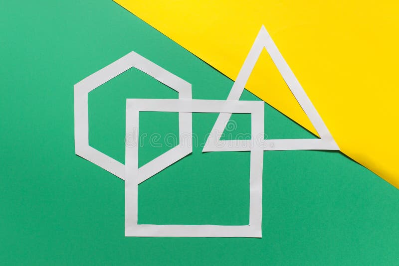 Basic Geometric Shapes Hexagon, Square, Triangle on Yellow Green ...
