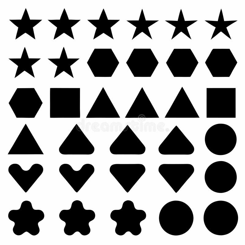 Basic Geometric Shapes Stars Triangles Circles Polygons Design Elements ...