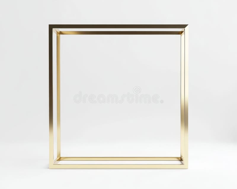 A Basic Gold Rectangular Frame on a White Surface Stock Photo - Image ...