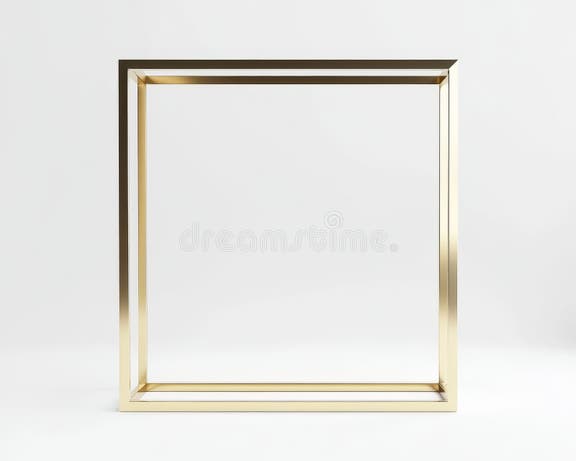 A Basic Gold Rectangular Frame on a White Surface Stock Photo - Image ...
