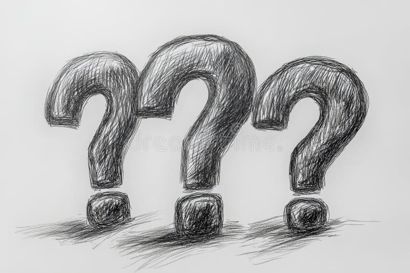 A Basic Hand-drawn Design of Question Marks in Monochrome is Presented ...