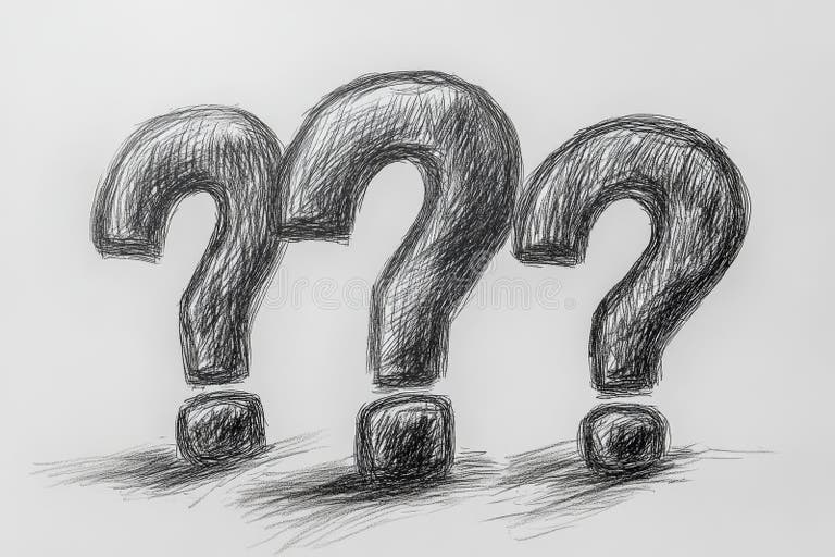 A Basic Hand-drawn Design of Question Marks in Monochrome is Presented ...