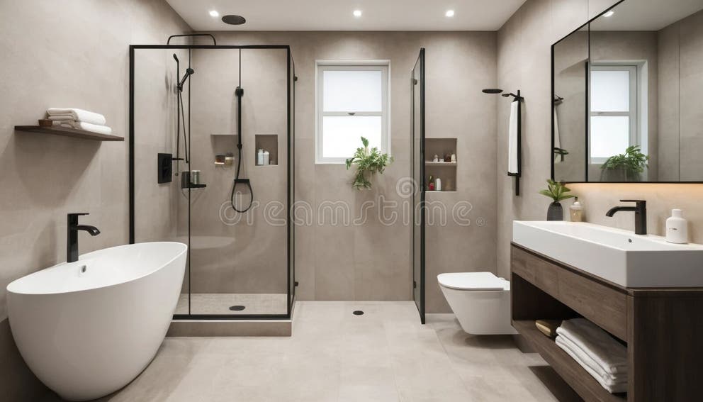 Basic Home Bathroom Setup with Standard Sink Stock Illustration ...