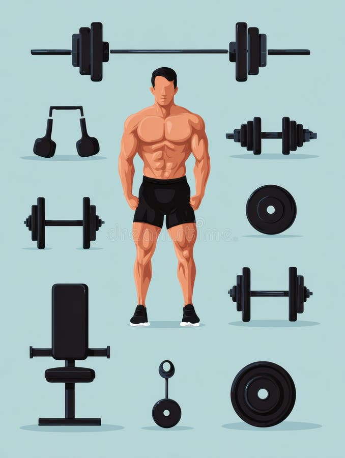 Basic Home Workout Guide for Men Featuring Workout Equipment and ...