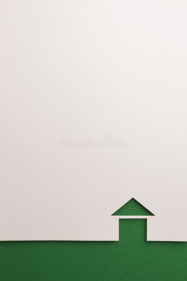 Basic House Cutout Background by Green Paper Border Stock Photo - Image ...