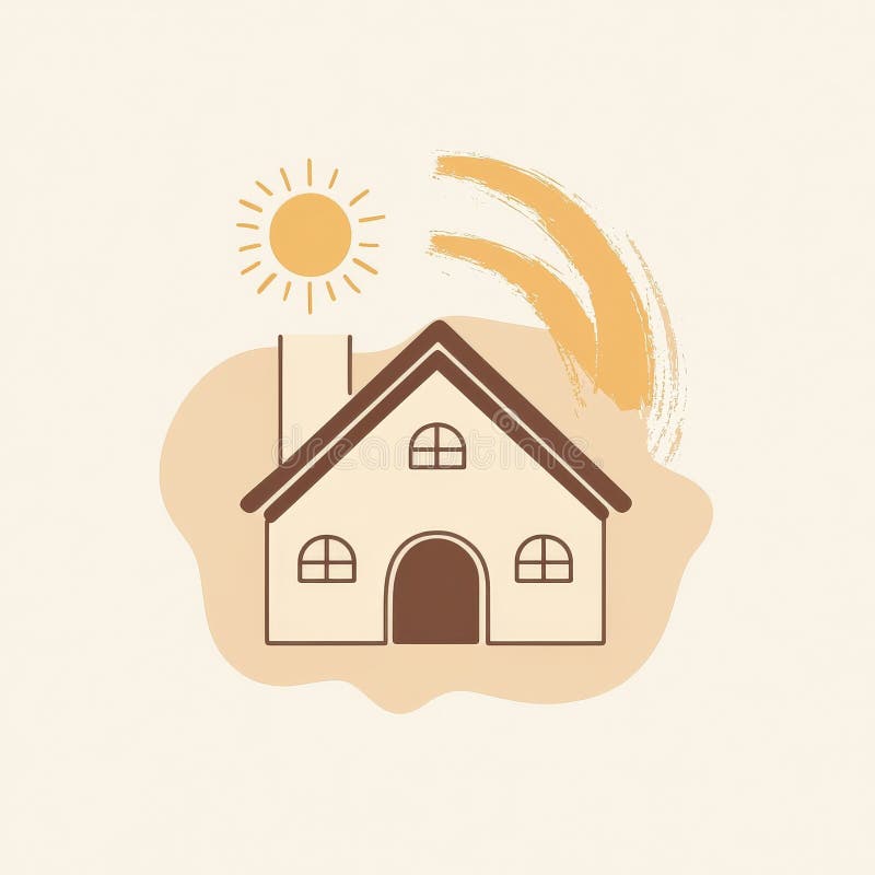A Basic House Symbol with a Sun Rising Behind it, Signifying Warmth and ...