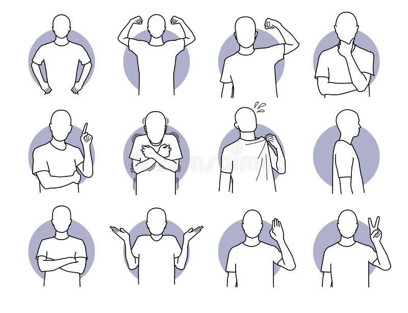 Various Basic Standing Human Man People Body Languages Poses Postures ...