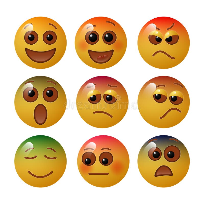 Basic Emotions. Funny Cartoon Character Stock Vector - Illustration of ...
