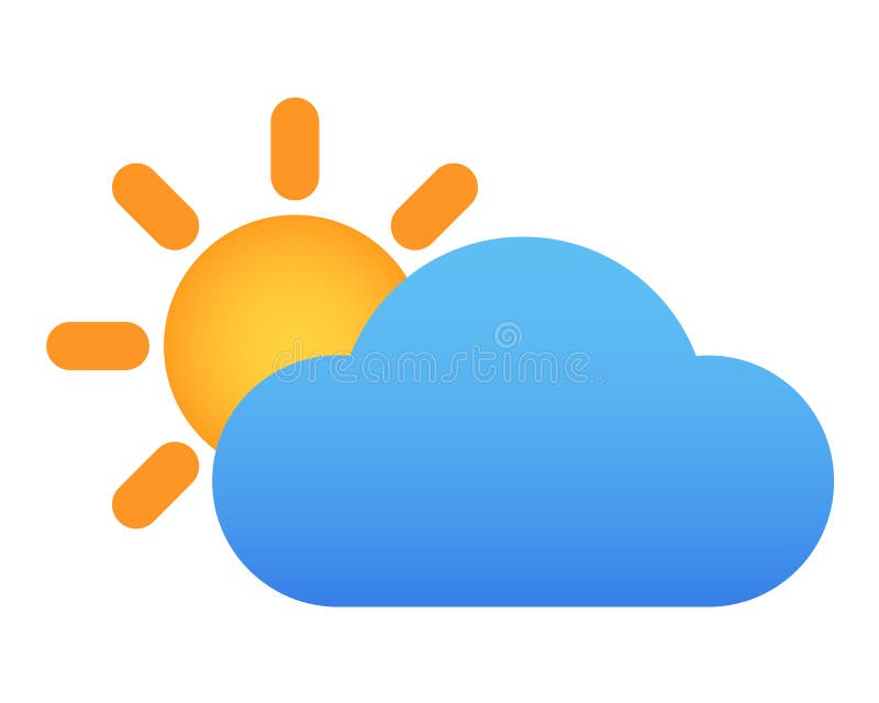 Basic Icon of Sun and Cloud with Gradient. Weather Clipart. Can Be Used ...