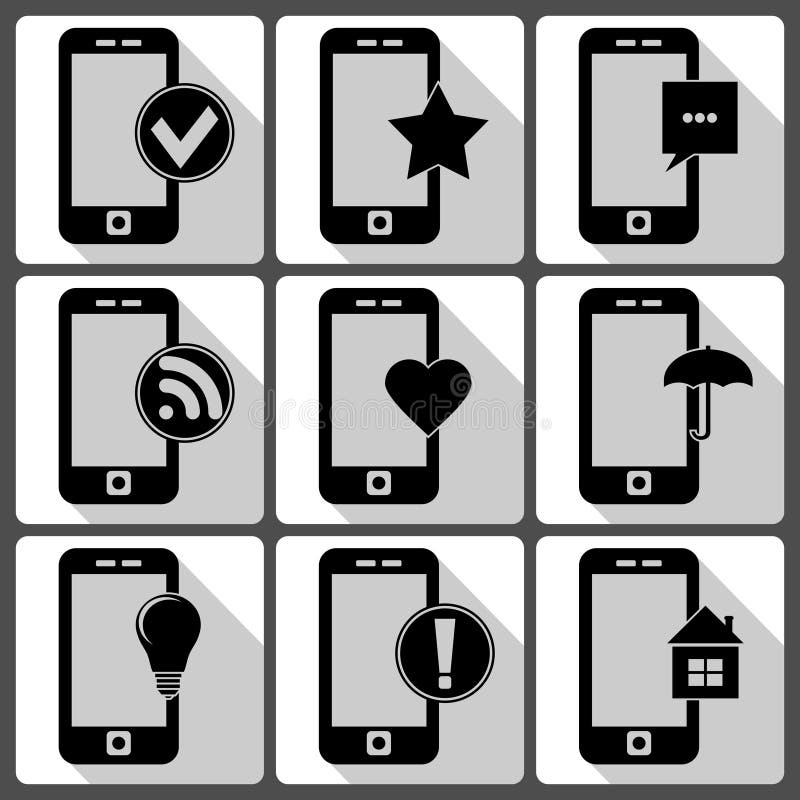 Basic Icons Set. Vector Illustration Stock Vector - Illustration of ...