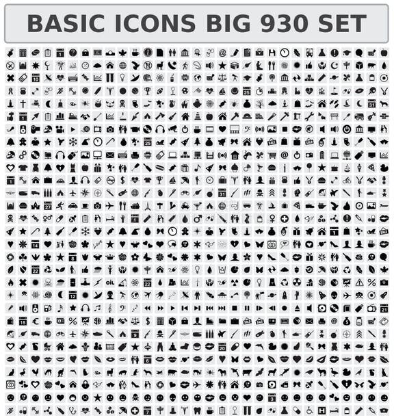 Basic icons 930 set stock vector. Illustration of internet - 37053113