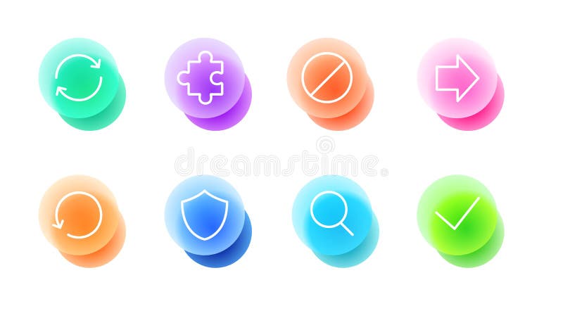 Basic Icons Set in Glassmorphic Style Stock Vector - Illustration of ...