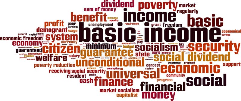 Basic income word cloud stock vector. Illustration of cash - 146355896