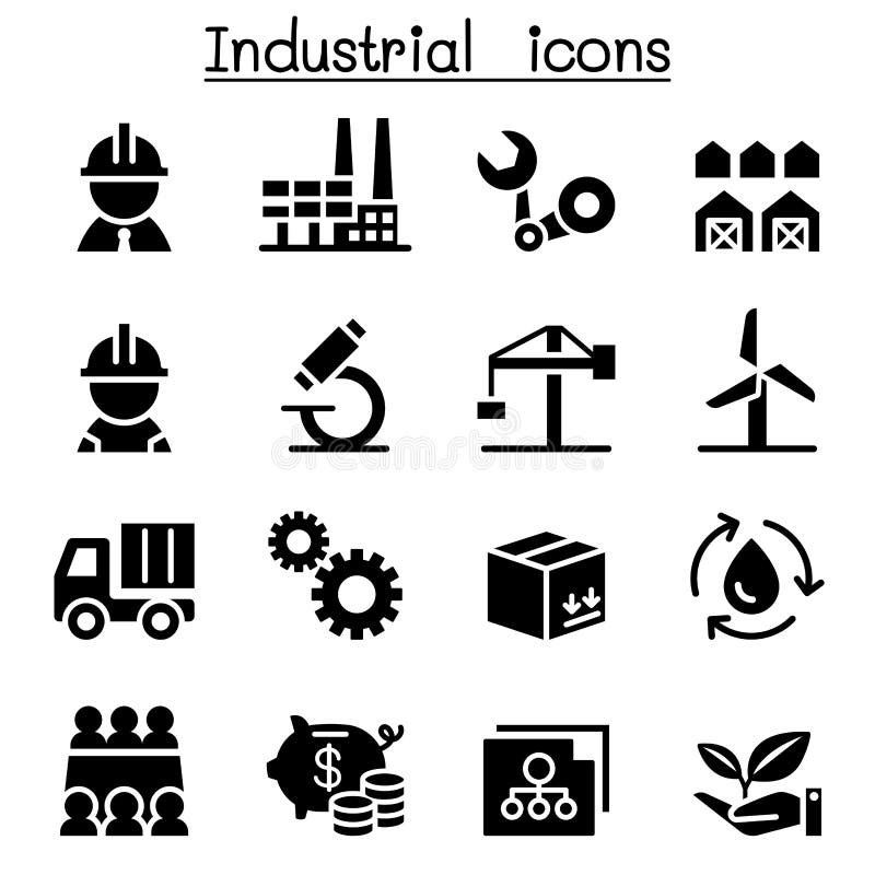 Basic Industrial icon set stock vector. Illustration of energy - 81249384