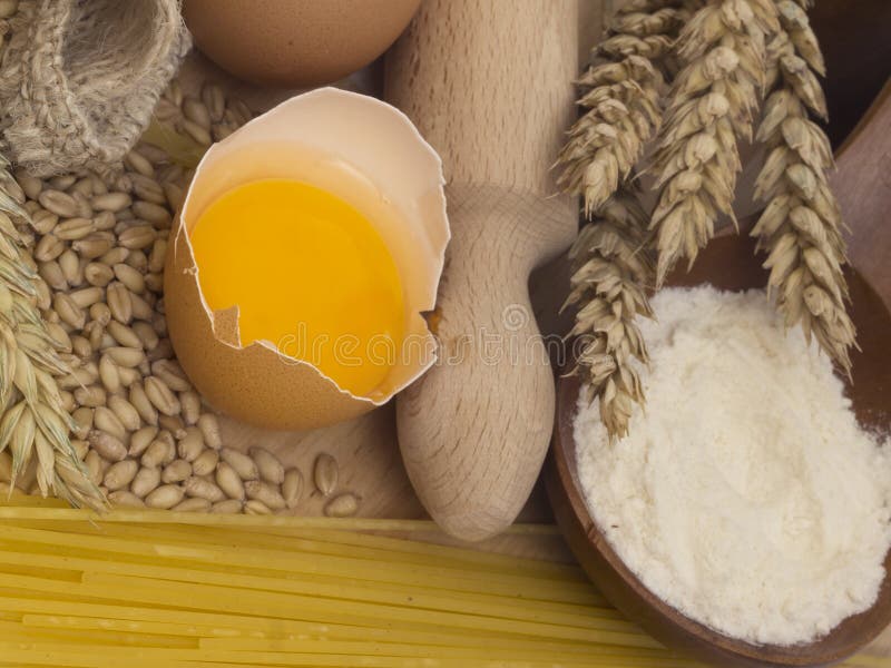 Basic Ingredients for Baking Stock Photo - Image of flour, rolling ...