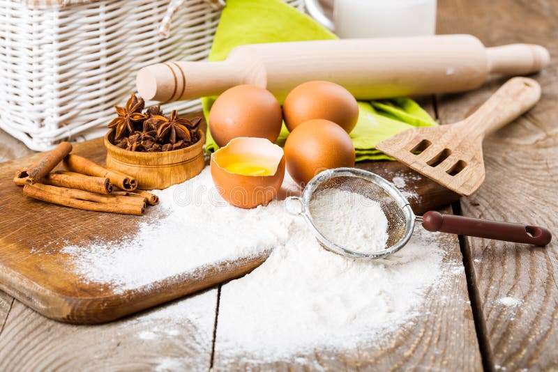 Basic Ingredients for Baking Stock Photo - Image of recipe, butter ...