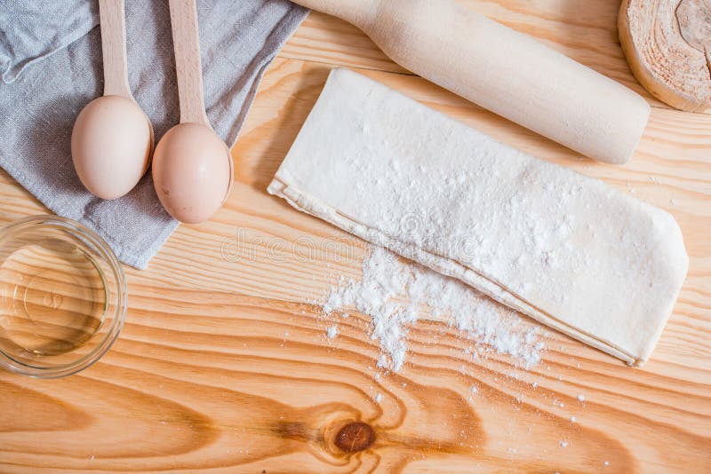 Basic Ingredients for Baking, Egg and Flour on Table Stock Image ...