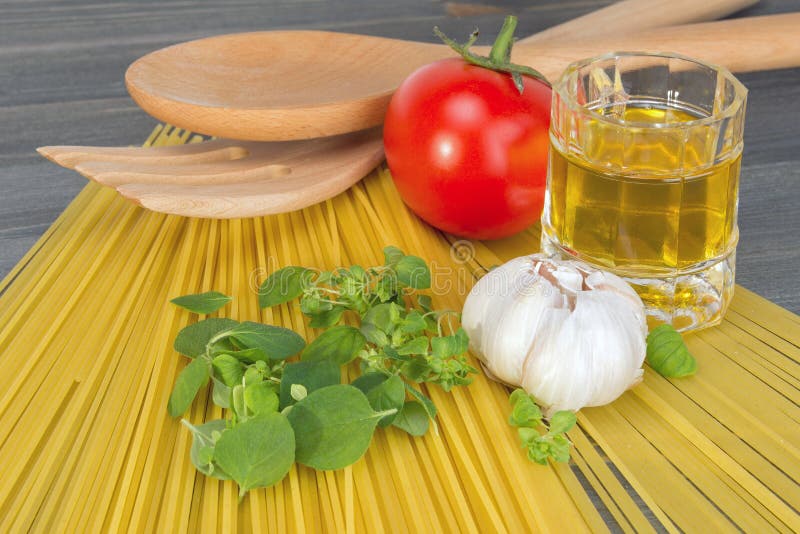 Basic Ingredients for Cooking Spaghetti Stock Image - Image of ...