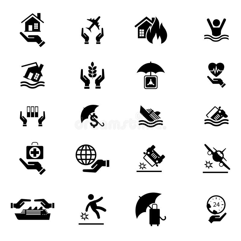 Basic Insurance Icon Set Vector Life Safeguard Icon Set Stock Vector ...