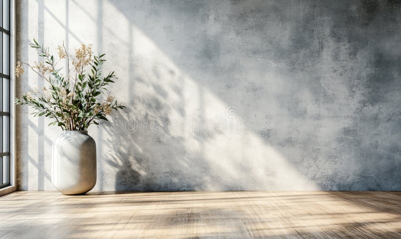 Basic Interior Design Mock-up with an Empty Living Room and a Textured ...