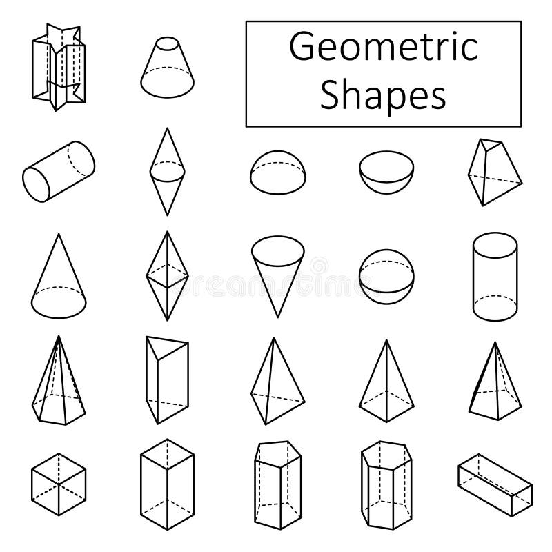 Basic Stereometry Shapes Line Set Stock Vector - Illustration of figure ...