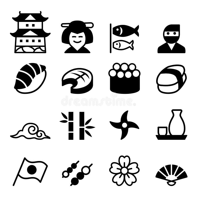 Basic Japanese icon set stock vector. Illustration of ninja - 79955334