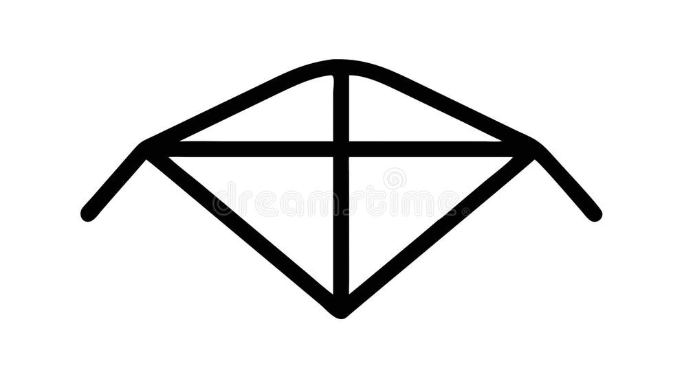 Basic Kite Frame Structure Outline Vector Icon, Vector Design ...