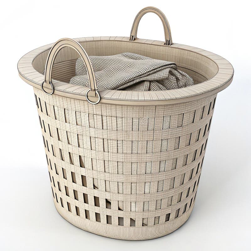 Basic Laundry Basket Simple Lines Stock Illustration - Illustration of ...