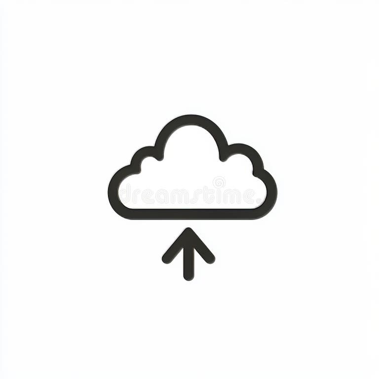Basic Line Art Featuring a Cloud and a Downward-facing Arrow is ...