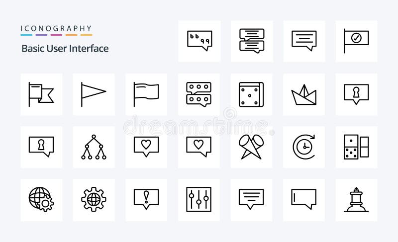 25 Basic Line icon pack stock vector. Illustration of control - 264621061