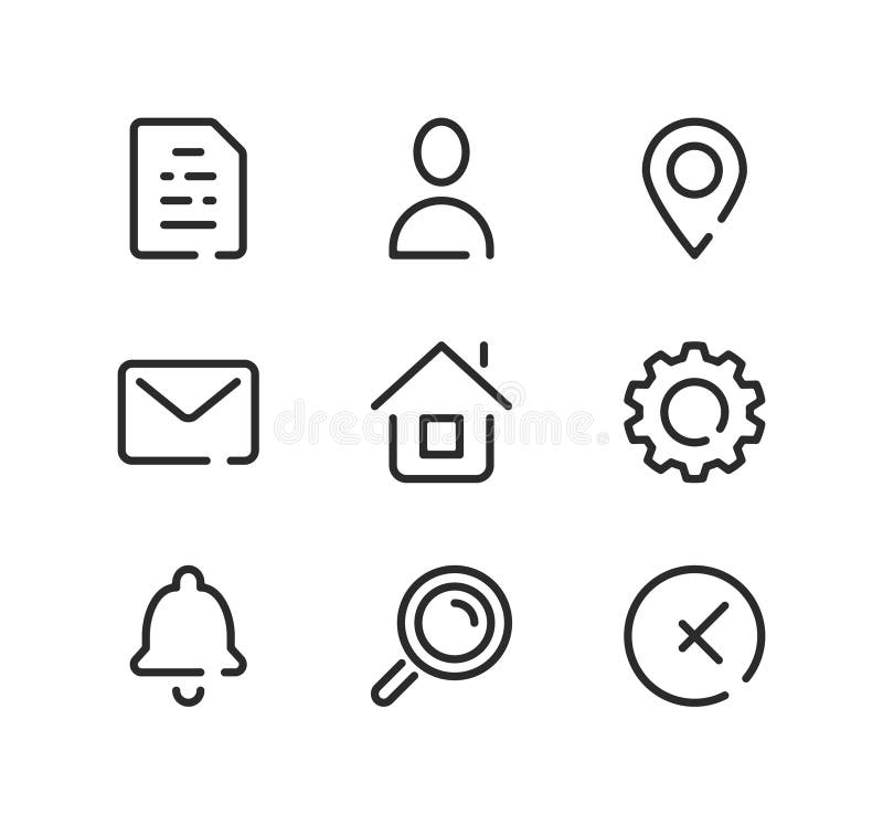Basic Line Icons Set. Modern Linear Symbols, Simple Outline Elements ... Basic Line Icons Set. Modern Linear Symbols, Simple Outline Elements ...