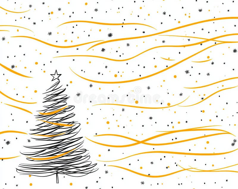A Basic Line Sketch of a Christmas Tree. Stock Image - Image of ...