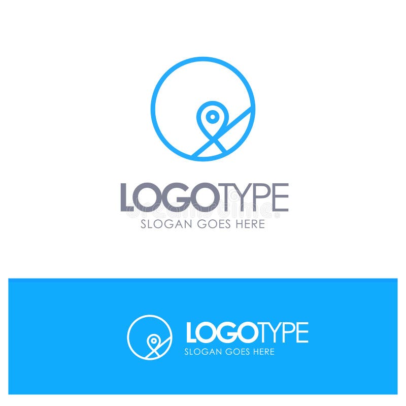 Basic, Map, Location, Map Blue OutLine Logo with Place for Tagline ...