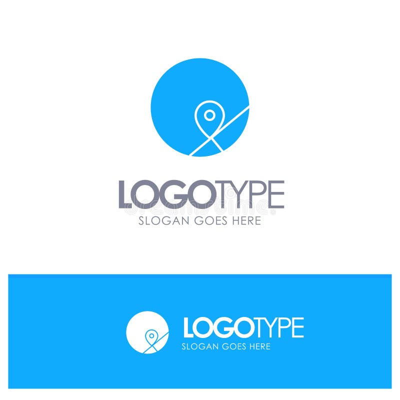 Basic, Map, Location, Map Blue Solid Logo with Place for Tagline Stock ...