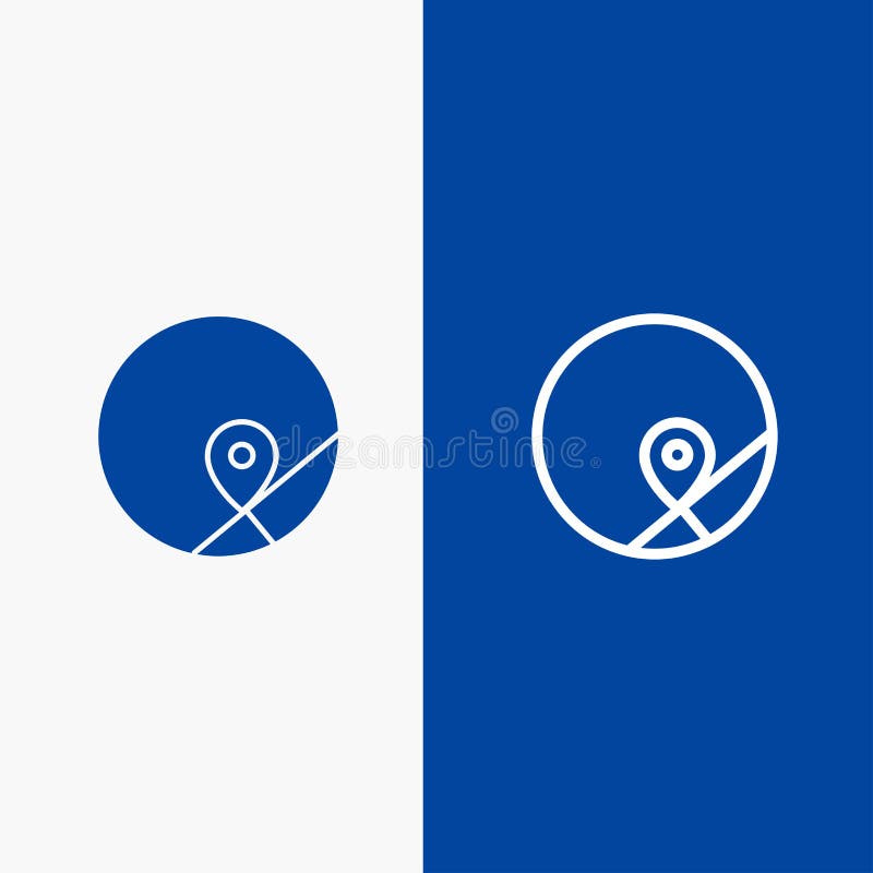 Basic, Map, Location, Map Line and Glyph Solid Icon Blue Banner Line ...