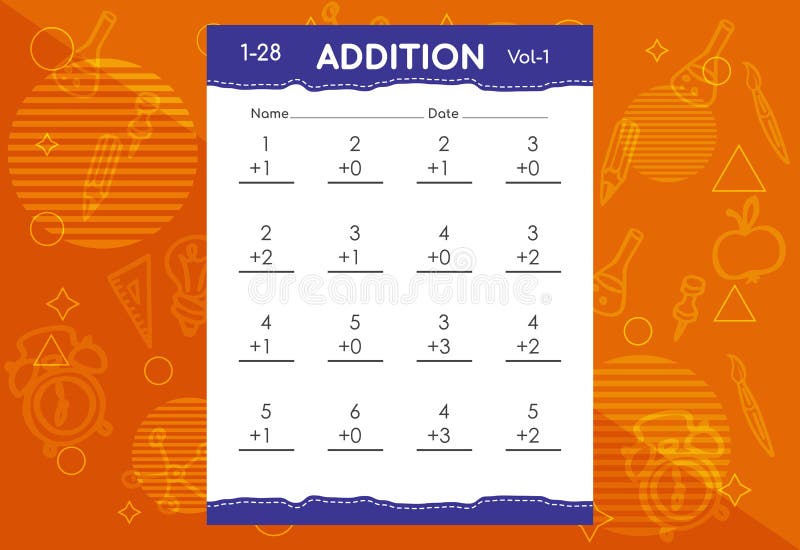 Basic Math Addition for Kids. an Educational Worksheet for Kids Stock ...