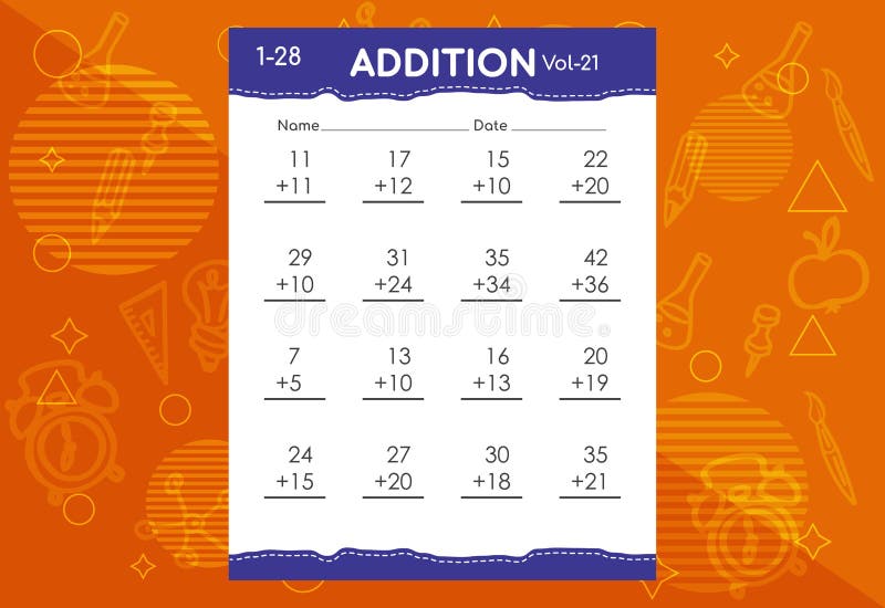 Basic Math Addition for Kids. an Educational Worksheet for Kids Stock ...