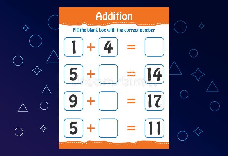 Basic Math Addition for Kids. Fill the Blank Box with the Correct ...