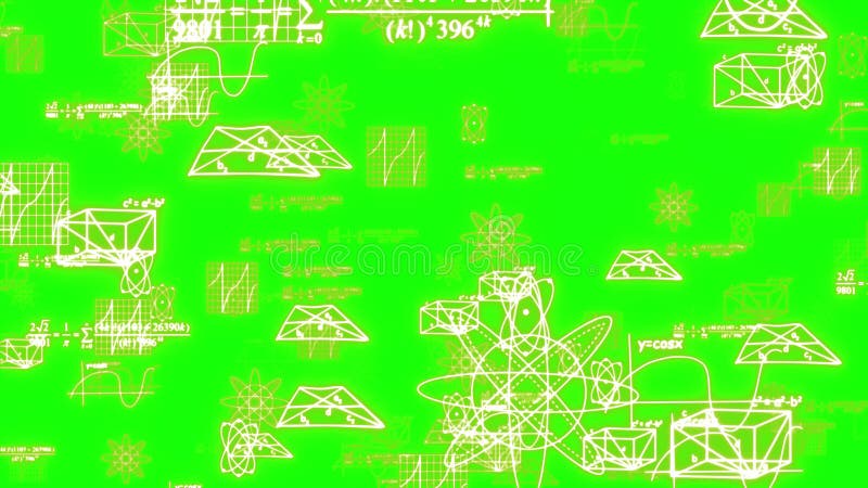 Math Equations and Formulas Flying and Disappearing in Distance Loop ...