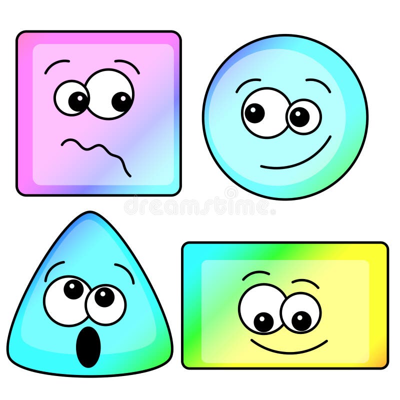 Geometric Shapes Cartoon Faces Stock Photo - Illustration of happy ...