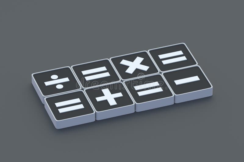 Basic Math Signs. Mathematical Symbols on Buttons Stock Illustration ...