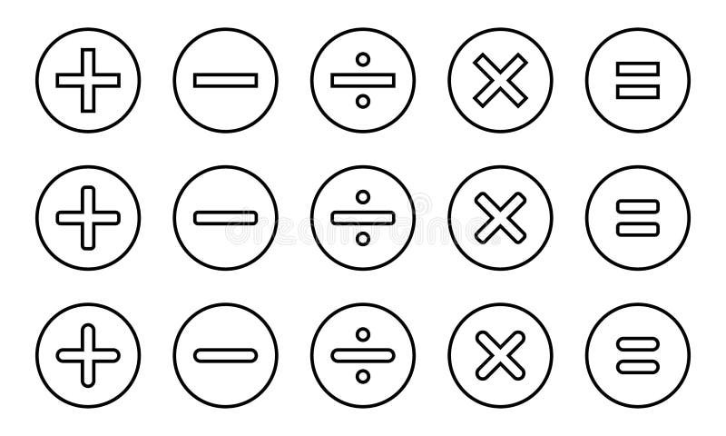 Basic Math Symbols on Circle Line. Addition, Subtraction, Division ...